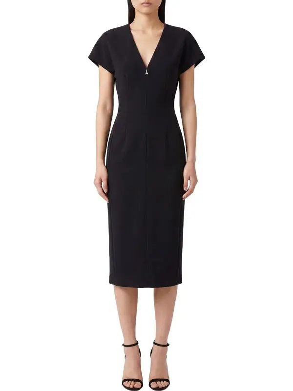 Patrizia Pepe V-neck Midi Sheath Dress - Black