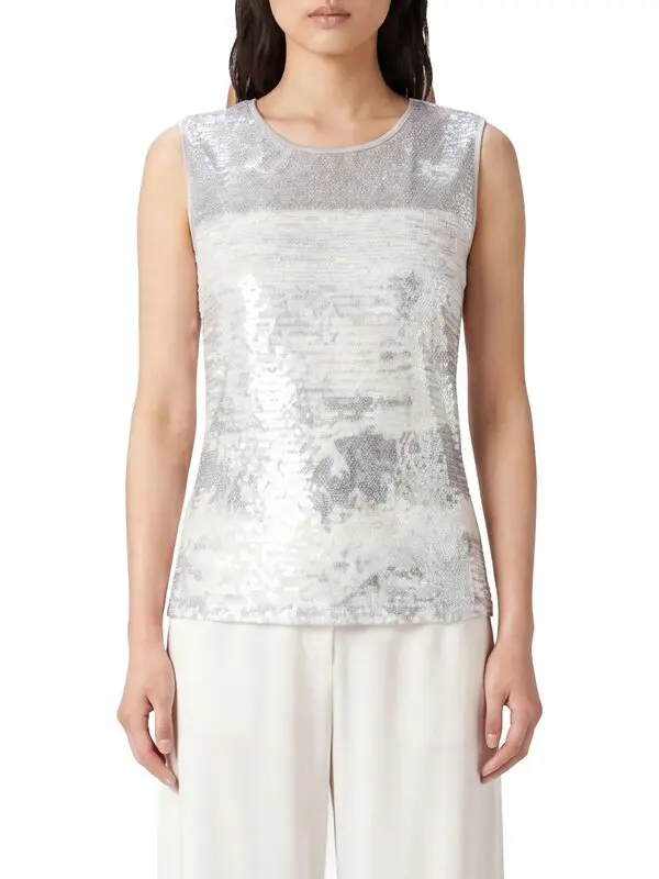 Patrizia Pepe Sleeveless Sequined Top - Gnawed Blue