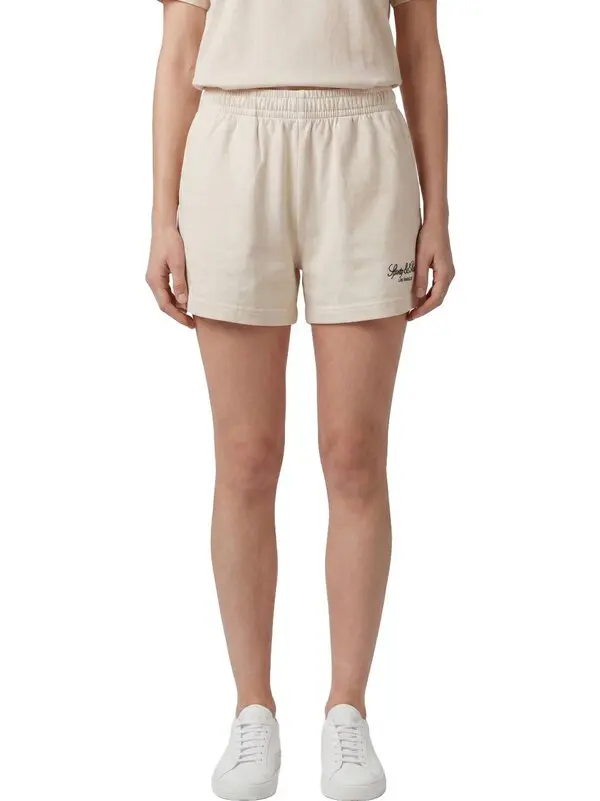 SPORTY & RICH Cotton Elasticated Waist Shorts - Ecru