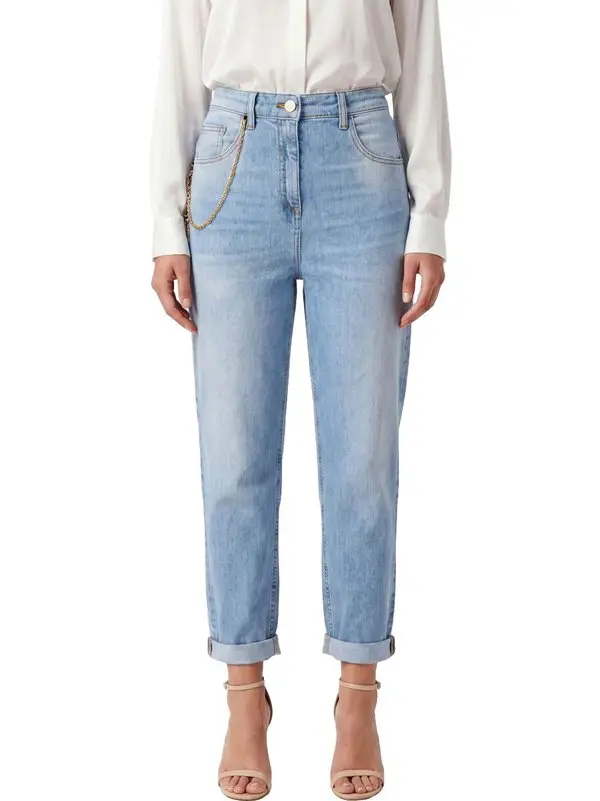 Elisabetta Franchi High-waisted Slim Fit Cropped Skinny Jeans - Blue