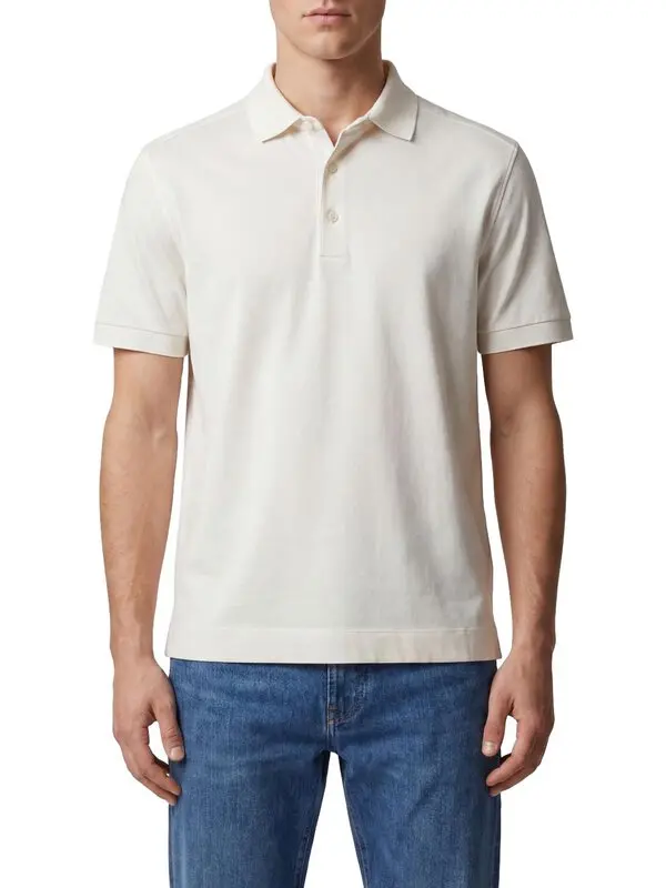 Zegna Short-sleeved Polo Shirt In Cotton And Silk Blend With Ribbed Collar - Black