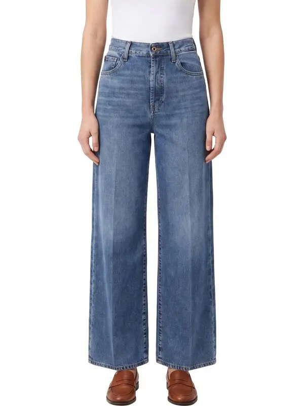 Jacob Cohen High-waisted Palazzo Fit Wide Leg Jeans In Cotton Denim - Blue