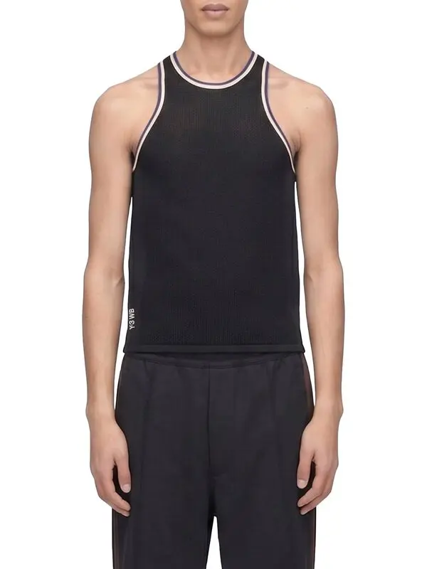 ADIDAS ORIGINALS Slim Fit Technical Fabric Tank Top With Contrast Trims - Black