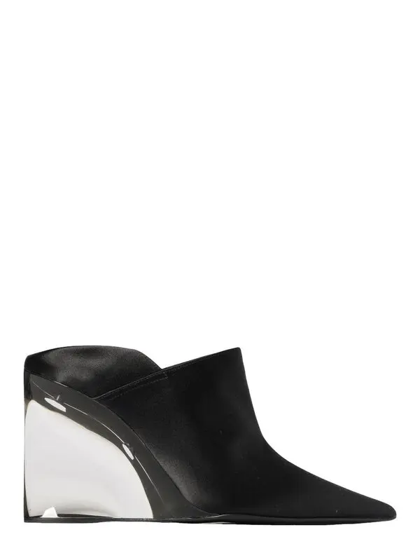 Alaïa Viscose Satin Sculptural Heel Mules - Black