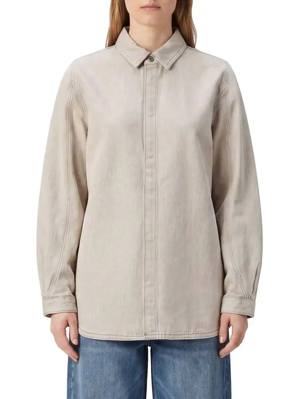 Jacquemus Amelo De-nîmes Relaxed Fit Cotton-blend Shirt - Beige