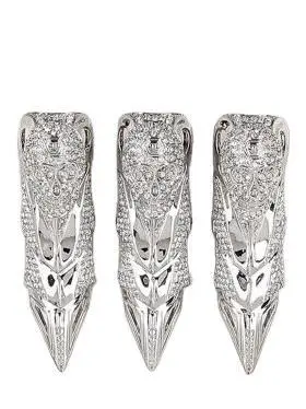 Philipp Plein Crocodile Effect Calfskin Clutch With Rhinestones - White