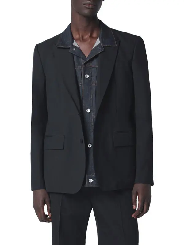 Sacai Cropped Single-breasted Cotton Blazer - Black