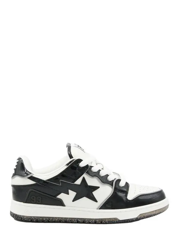 A BATHING APE Sk8 Sta Bicolour Calfskin Trainers With Star Print - Black