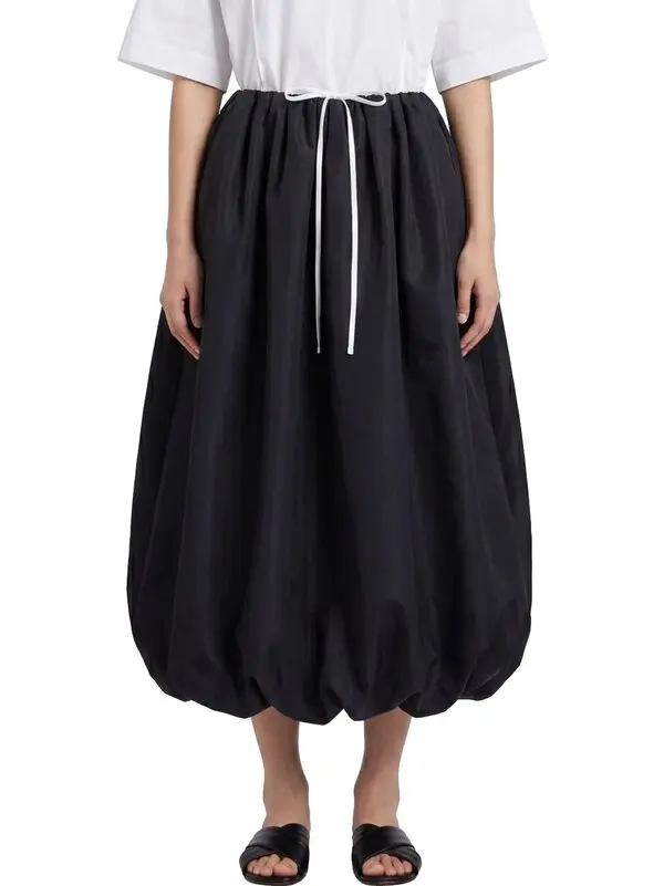 Calvin Klein A-line Midi Skirt With Drawstring Waist - Black