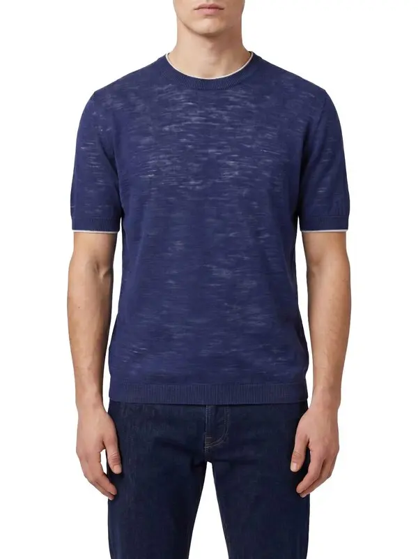 BROOKSFIELD Linen Blend Crewneck T-shirt - Indigo