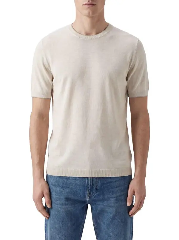 BROOKSFIELD Linen Blend Crewneck T-shirt - White