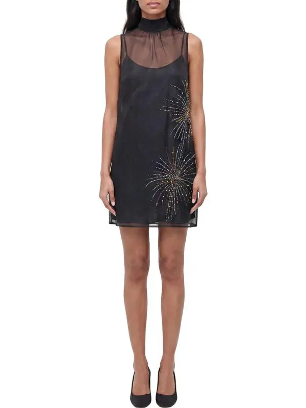 Staud Albee Organza Mini Dress With Bead Embellishment - Black