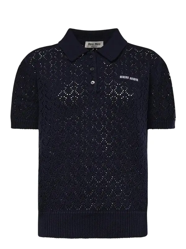 Miu Miu Cotton Knit Polo Shirt - Blue