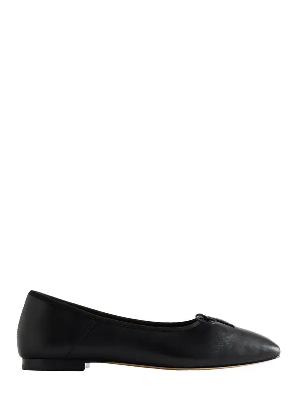 Quince Italian Leather Square Toe Ballet Flat - Black