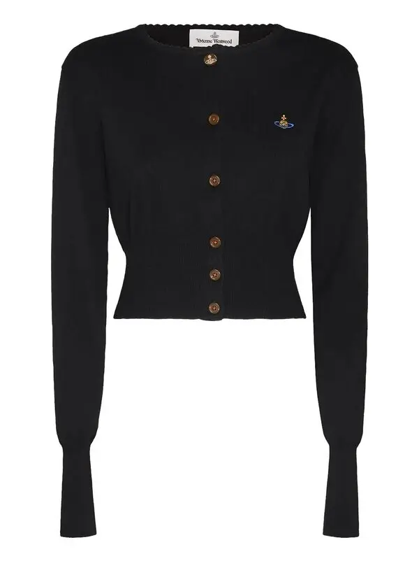 VIVIENNE WESTWOOD Cropped Cardigan With Orb Logo - Black