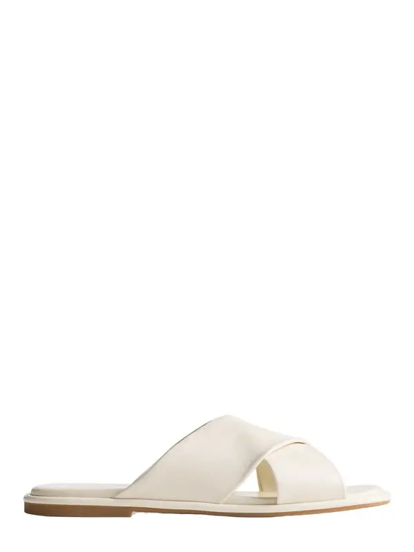 Quince Italian Leather Crossover Slide - Bone