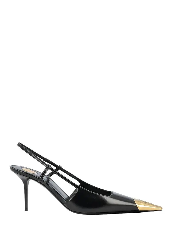 Saint Laurent Jeanne 75 Slingback Pumps In Smooth Leather - Black