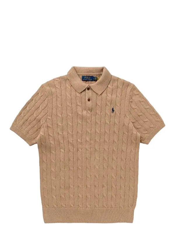 Polo Ralph Lauren Short-sleeve Cotton Cable Knit Sweater - Tan