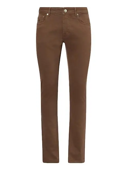 Corneliani Regular-fit Tapered-leg Cotton Chino Trousers - Brown