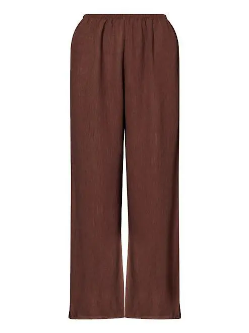 AWAY THAT DAY Wide-leg Woven Trousers - Espresso