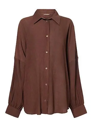 AWAY THAT DAY Long-sleeve Woven Shirt - Espresso
