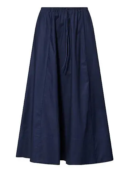 REFORMATION Cleo Cotton A-line Midi Skirt - Midnight