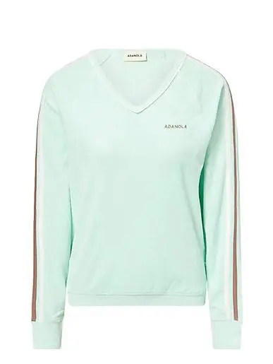 ADANOLA Terry V-neck Cotton Sweatshirt - Mint Green