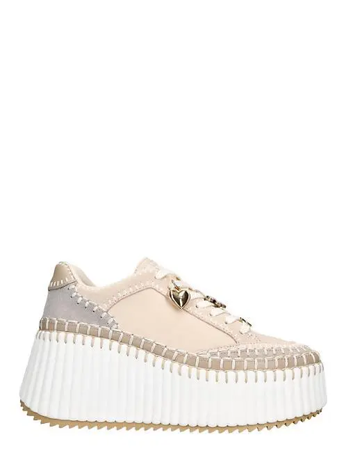Chloé Logo-charm Leather Platform Trainers - Grey/other