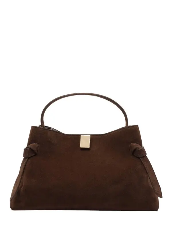 Yuzefi Suede Gyoza Handbag With Knot Detail - Brown