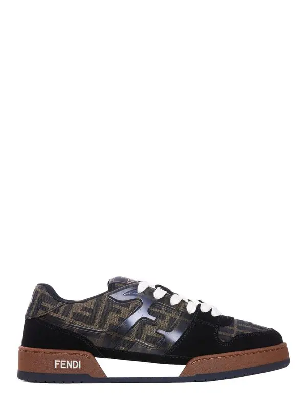 Fendi Match Sneakers With All Over Logo - Black