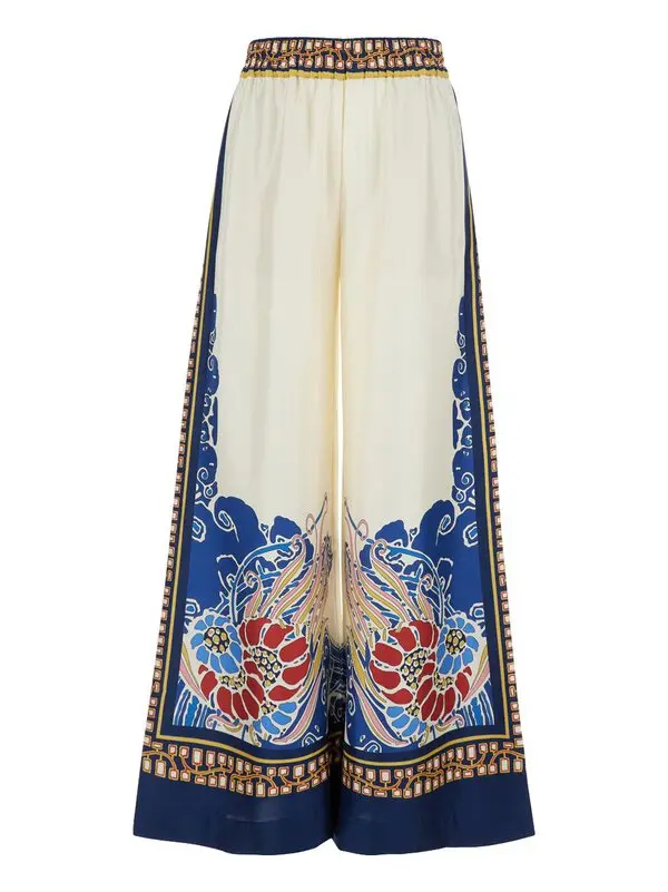 La DoubleJ Printed Silk Palazzo Pants - Multicolor