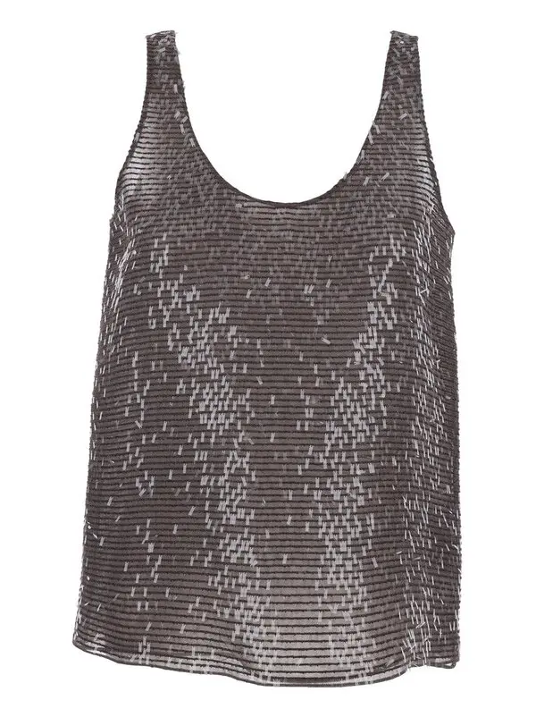 Brunello Cucinelli Sequin Embellished Silk Top - Multicolor