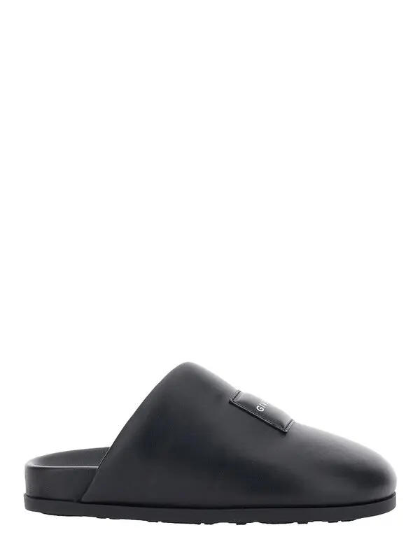 Givenchy Black Leather Padded Logo Mules - Multicolor
