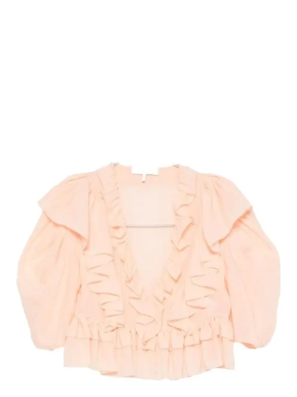 Chloé Silk And Nylon Ruffled Blouse - Pink