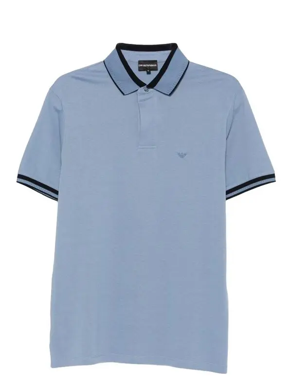 Emporio Armani Logo Cotton Polo Shirt - Sky Blue