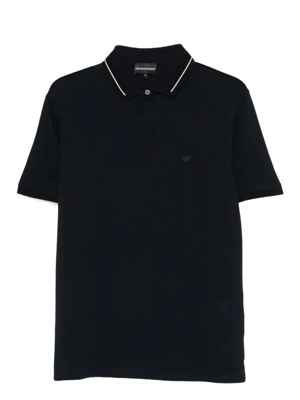 Emporio Armani Logo Cotton Polo Shirt - Blue