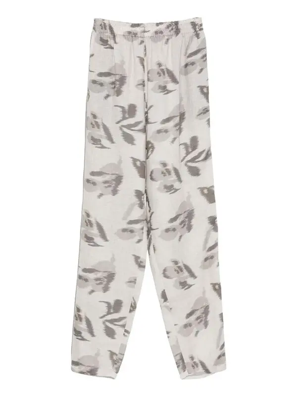 Emporio Armani Printed Linen Trousers - Grey