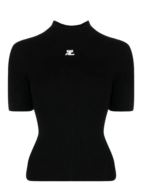 COURREGES Logo Turtle Neck Sweater - Black