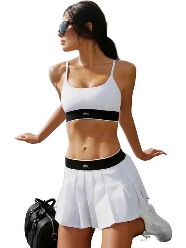 Alo Yoga Low-rise Amp It Up Tennis Skirt With Pleats And Built-in Shorts - White