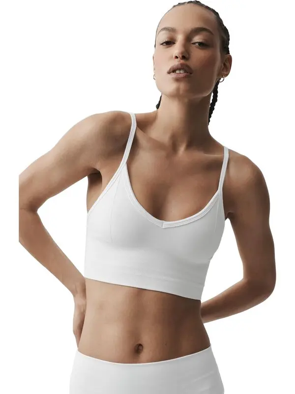 Alo Yoga Seamless Modal Ribbed Delight Bralette Bra - White