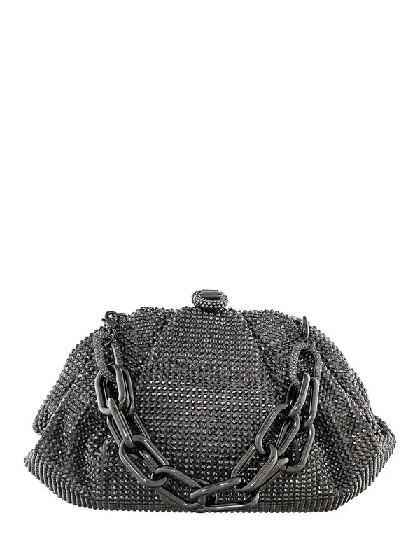 Judith Leiber Gemma Crystal Clutch With Chain Handle - Gray
