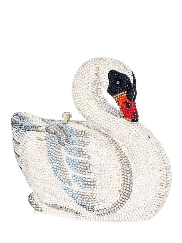 Judith Leiber Swan Odette Crystal Embellished Novelty Handbag - White