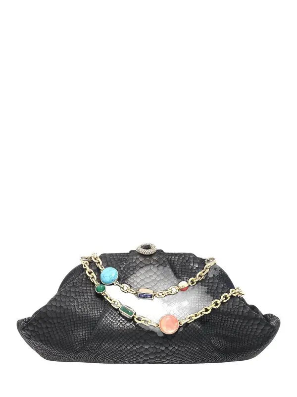 Judith Leiber Grande Gemma Embossed Clutch - Black