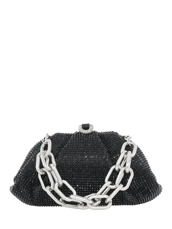 Judith Leiber Crystal Clutch With Chain Strap - Black