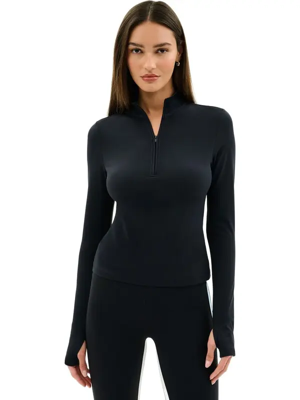 Splits59 Tess Rigor Half Zip Waist Length Top - Black