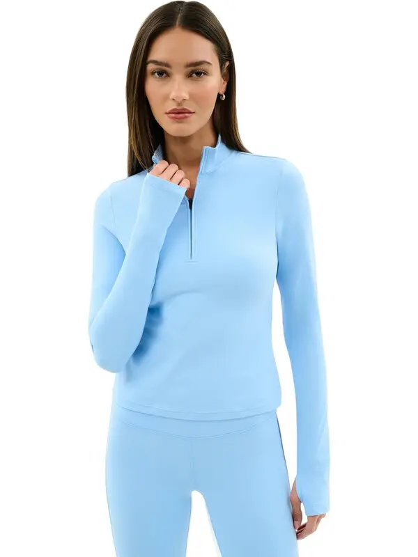Splits59 Tess Rigor Half Zip Waist Length Top - Skylight