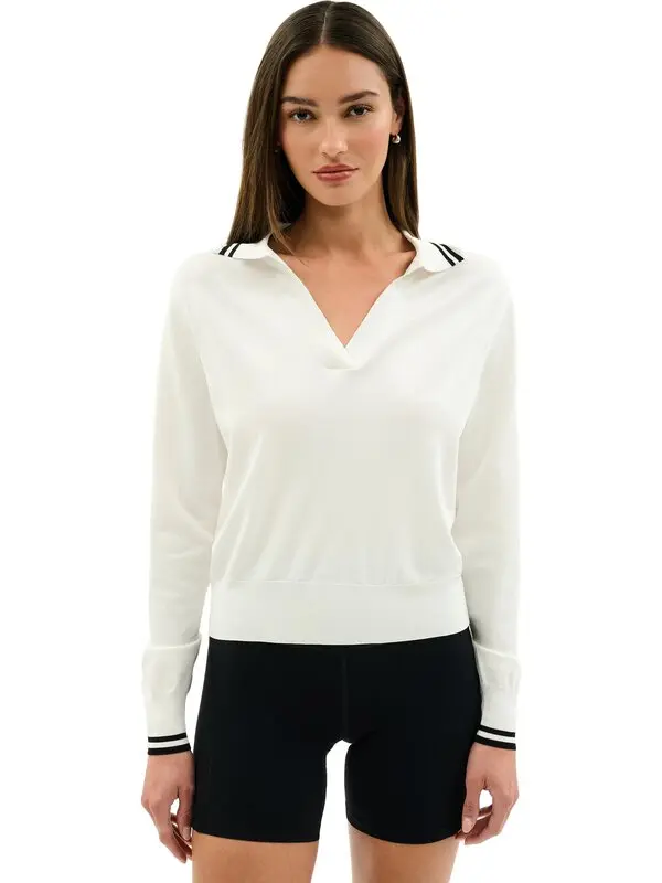 Splits59 Taylor Knit Polo With Contrast Stitching - White/black