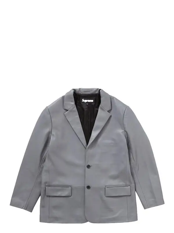 Supreme Leather Blazer Jacket - Grey