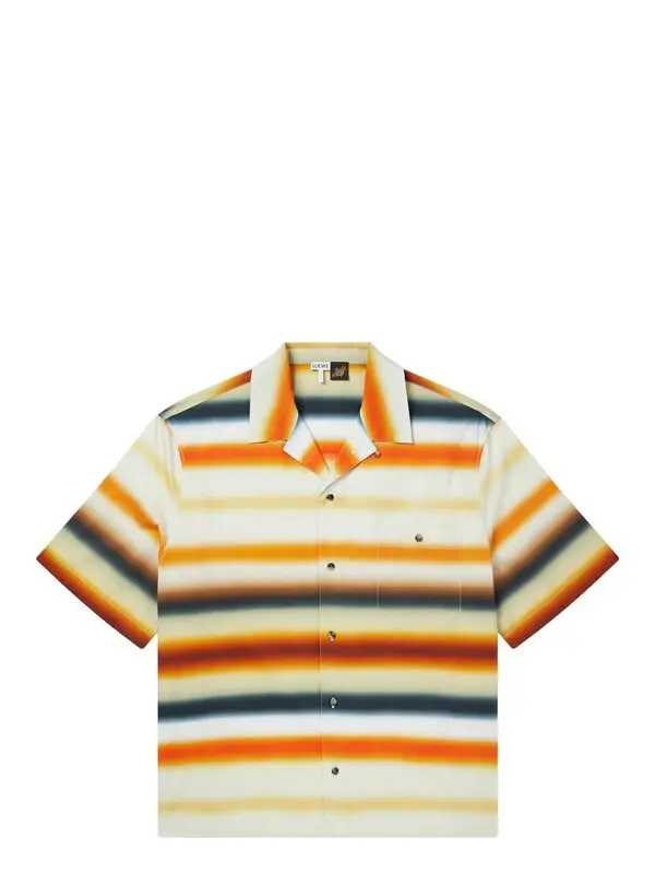 Loewe Paula's Ibiza Convertible-collar Logo-embroidered Striped Cotton-poplin Shirt - Multi