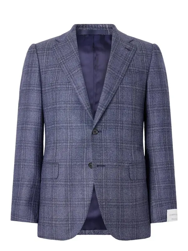 Caruso Norma Checked Wool Blazer - Blue